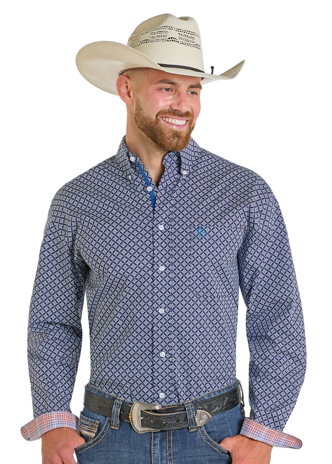 Panhandle Slim Men's 06545 Blue Diamond Long Sleeve Button Down ...
